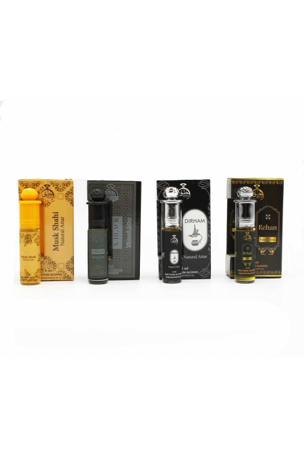 Khalq Musk Shahi Black Dirham and Rehan Natural Floral Attar Pack of 4 ...