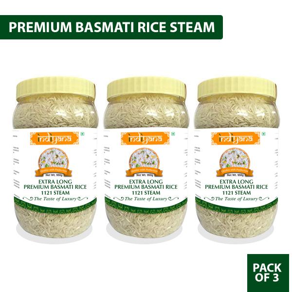 Indiyana Basmati- XXL Long Grain Premium Basmati Steam Rice 950gm Pack ...