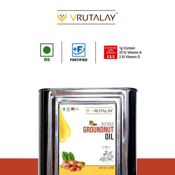 Vrutalay Groundnut Oil - 2 Litre Tin Pack | Wood Press Groundnut Oil ...
