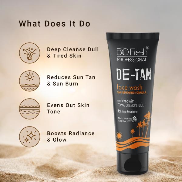 BioFresh Professional De-Tan Face Wash for Men and Women Enriched with ...