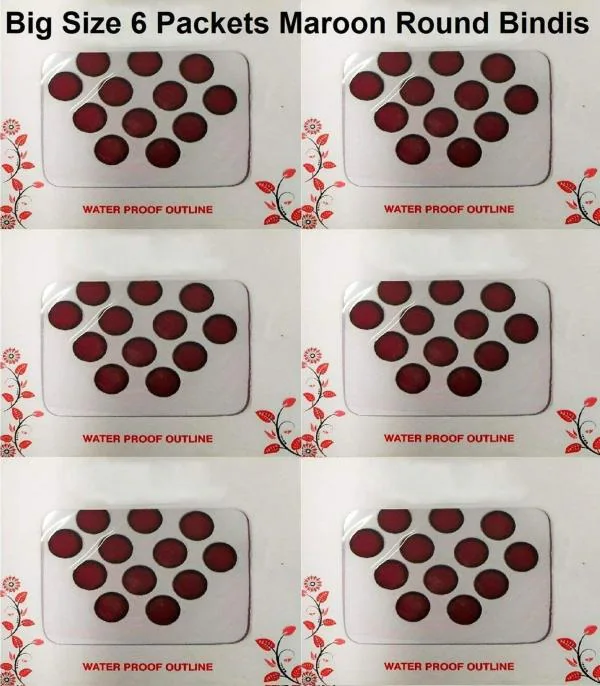 Vama Fashions Round Bindis Maroon Velvet Kumkum Bindi For Women - JioMart