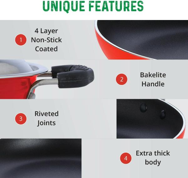 RBGIIT Non Stick 3 Layer Coating Kadai Kadhai Works Gas & Induction ...