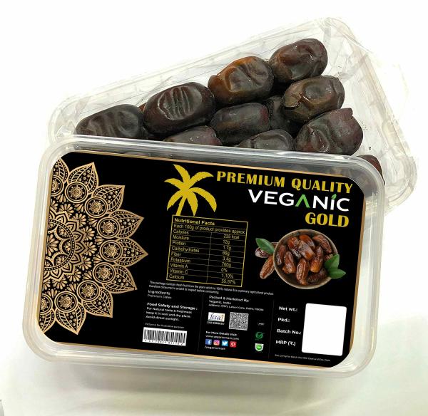 Veganic Black Dates - 500GM - Imported Arabian Khajur. 100% Natural ...