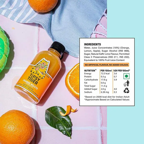 Tipsy Tiger Fuss Free Cocktail Mixture Orange Kaffir Lime Mojito (Pack ...