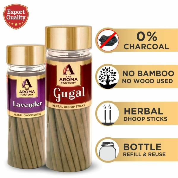 The Aroma Factory Dhoop Batti Sticks Lavender & Rose charcoal Free ...