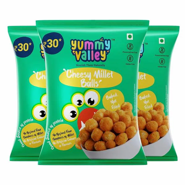 Yummy Valley Cheesy Millet Balls - Pack of 3 | Healthy Snacks for Kids ...