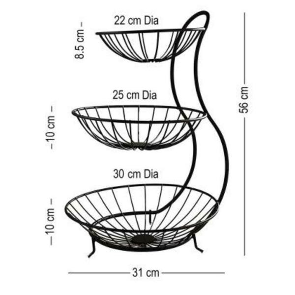 ROTTO High Grade Steel 3-Tier Fruit & Vegetable Basket for Dining Table ...