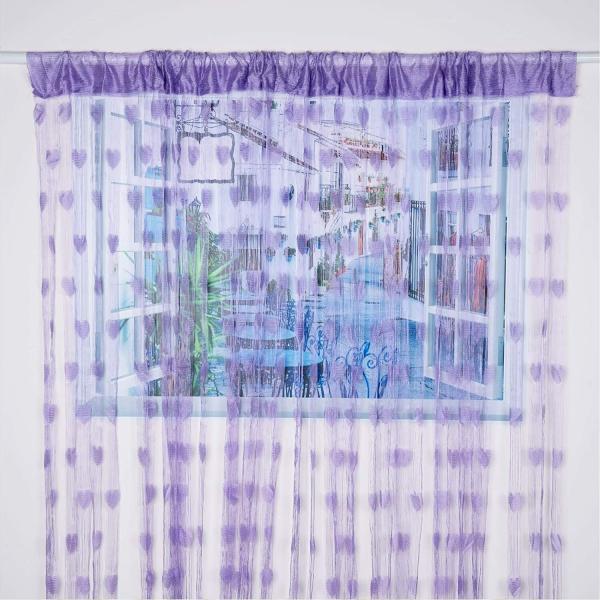 Pindia 6 feet 1 PC Purple String Net Heart Design Door Window Curtain ...