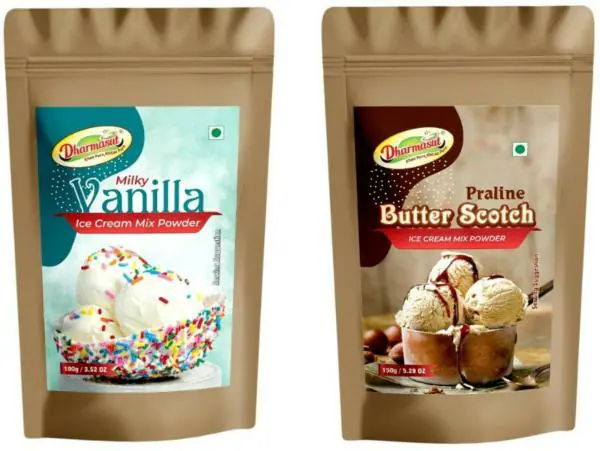 Dharmasut Vanilla, Butterscotch Ice Cream Mix Powder, 150 G Each (Combo ...
