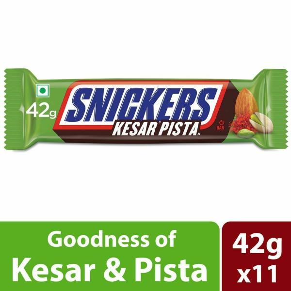 Snickers Kesar Pista Chocolate Bar - 42g (Pack of 11) - JioMart