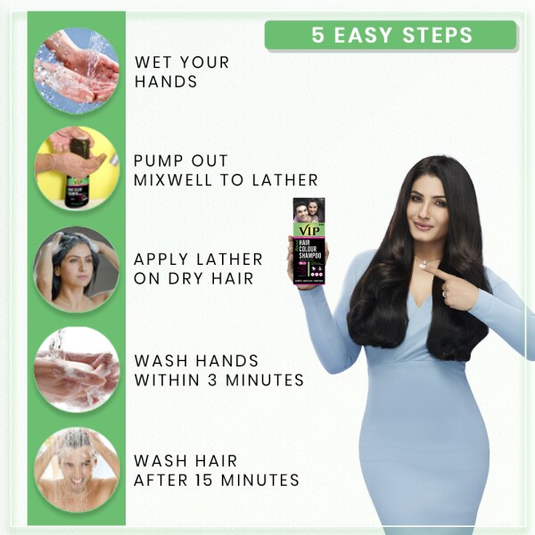 VIP HAIR COLOUR SHAMPOO - 400 ml Black - Family Pack - Alternate to ...