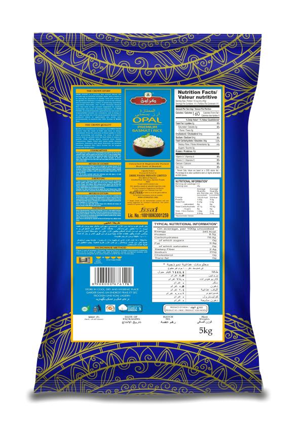 CROWN Opal Premium Long Grain, Gluten Free, Double Polished, Natural ...