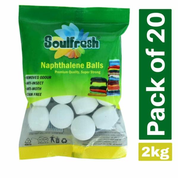 SOULFRESH (Pack of 20) Naphthalene Balls 200gm for Clothes, Lizard ...