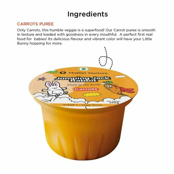 Mother Nurture Jumping Jack Rabbit - Carrots Puree Stage 1 Baby Food ...