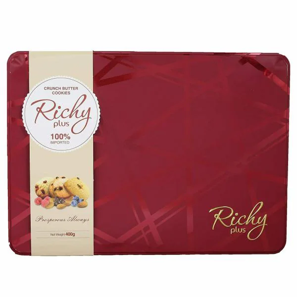 RICHY PLUS CRUNCHY BUTTER COOKIES ASSORTED ( 400 GRAMS) RED TIN| GIFT PACK - JioMart