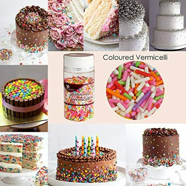 BLOSSOM Choco and Rainbow Vermicelli Sprinkles Vegetarian 100 g (Pack ...