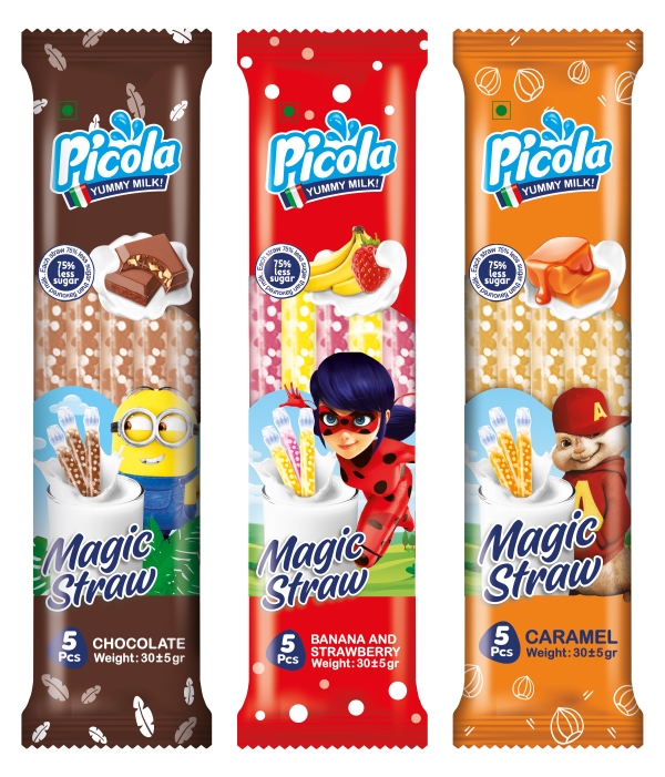 Picola Magic Straw, Chocolate, Caramel, Banana & Strawberry (Pack of 3 ...