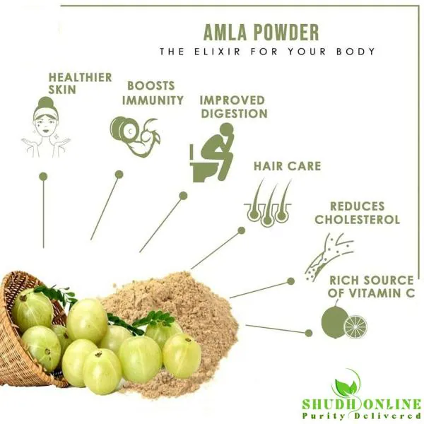 Shudh Online Amla Powder (200g) for Hair Growth, Drink, Eating and Face ...