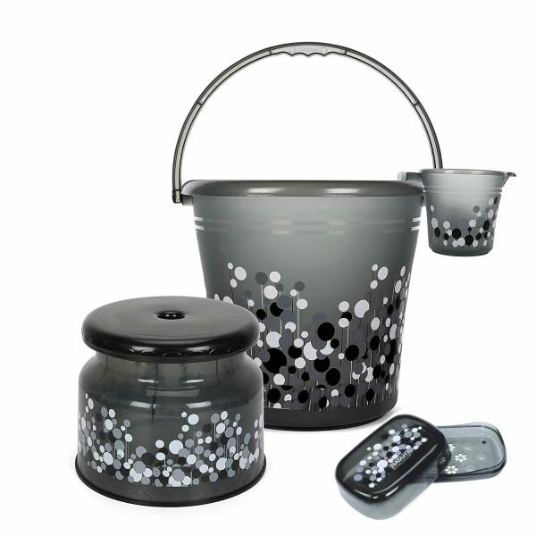 Regalo Bathroom Accessories Set Plastic Bath Set Bathroom Bucket, Mug ...