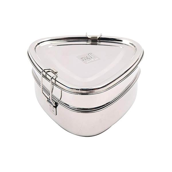 JVL Silver Stainless Steel Small Size Triangle Double Layer Tiffin With ...