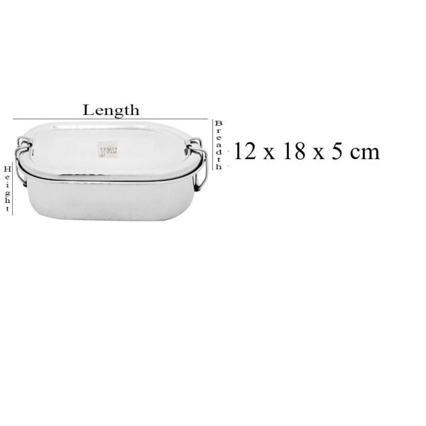 JVL Silver Stainless Steel Medium Capsule Shape Single Layer Tiffin Box ...