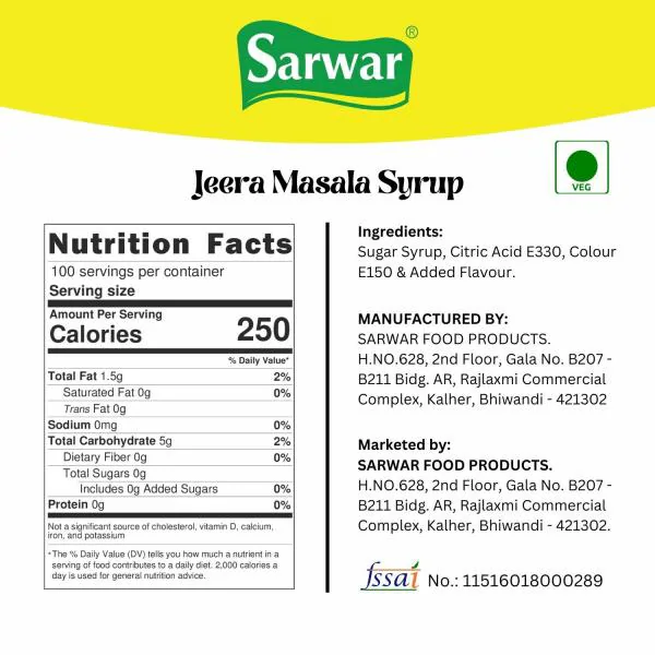 Sarwar Jeera Masala Syrup 750 ML - JioMart