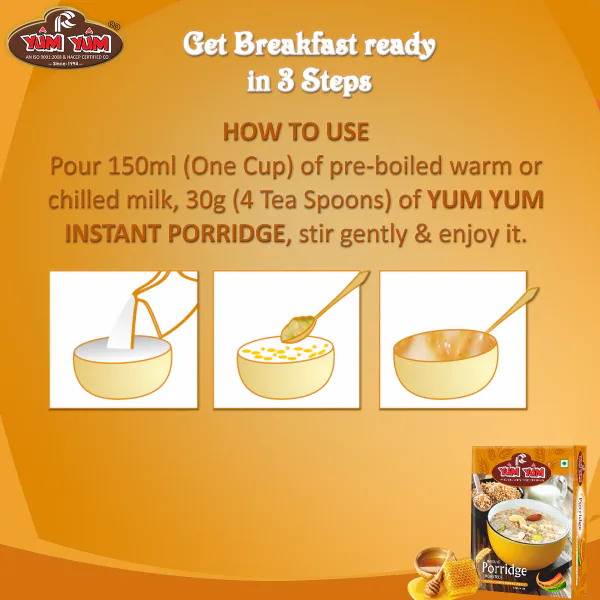 YUM YUM High Fiber Breakfast Honey Instant Roasted Porridge 360g ...