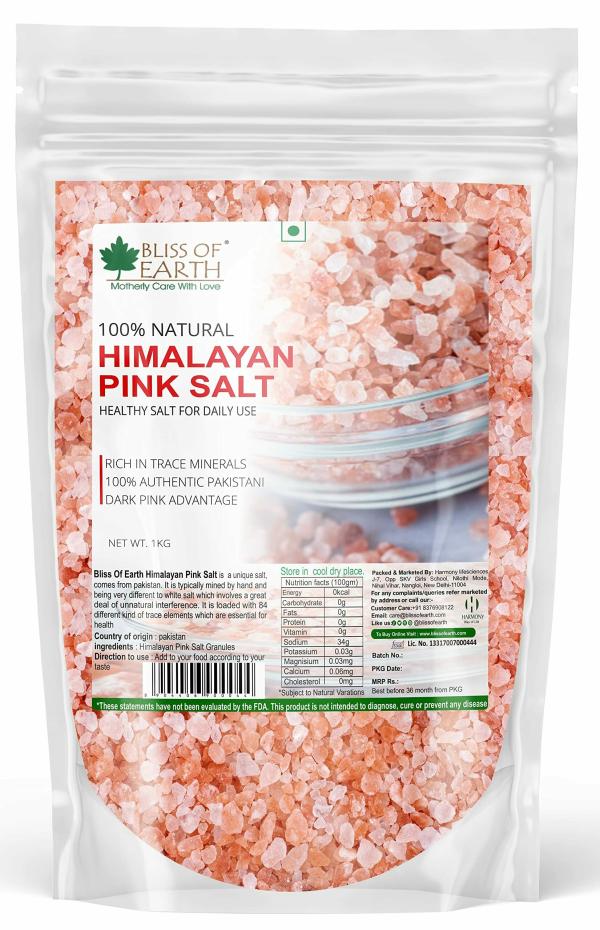 Bliss of Earth 1KG Granular Pakistani Himalayan Pink Salt Non Iodized ...