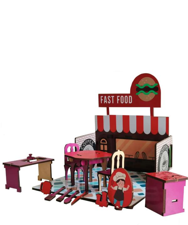 Eqiq Think Labs Multicolor Mdf Restaurant Kitchen Set Toy for Boys and Girls - JioMart