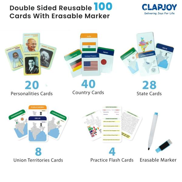 Clapjoy White Gk Educational Flash Cards Country And Flag Flashcards ...