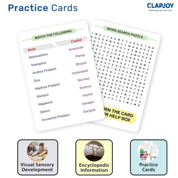 Clapjoy White Gk Educational Flash Cards Country And Flag Flashcards ...