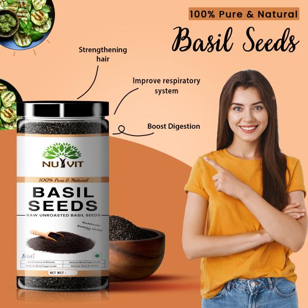 Nutvit Basil Seeds 500g - Tukmaria Seeds with high fibre and Omega 3 ...
