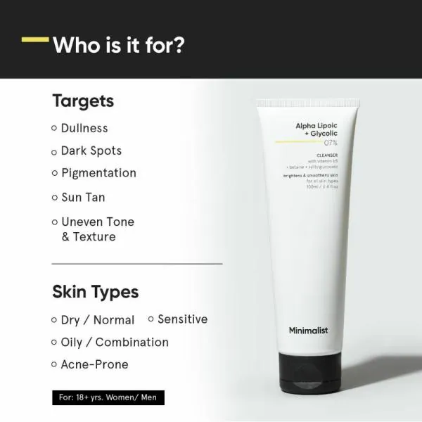 Minimalist ALA & AHA 7% Face Wash with Vitamin B5 For Glowing Skin For ...
