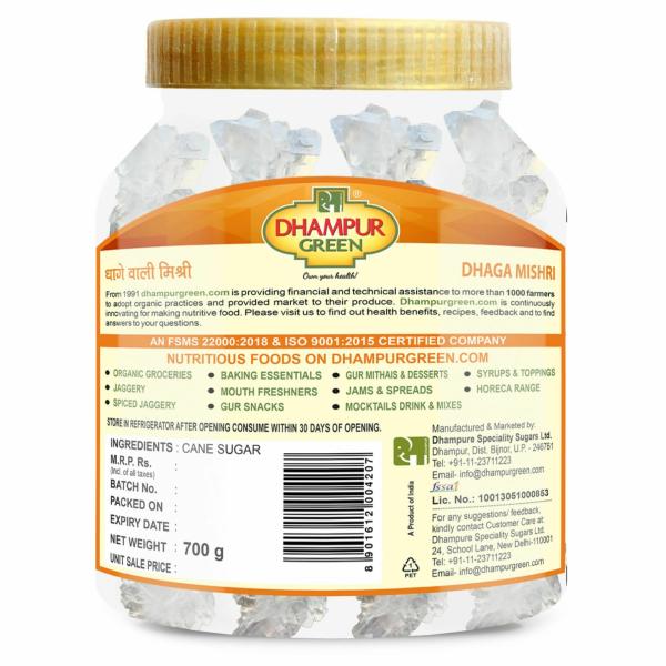 Dhampur Green Dhaga Mishri, 2.1Kg (700gx3) | Crystal Sweet Candy Sugar ...
