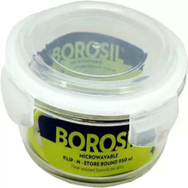 BOROSIL Microwavable Klip - N - Store - 950 ml Glass Fridge Container ...