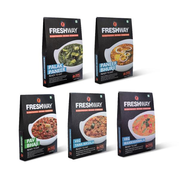 Freshway Palak Paneer + Paneer Bhurji + Pav Bhaji + Veg Tawa Masala ...