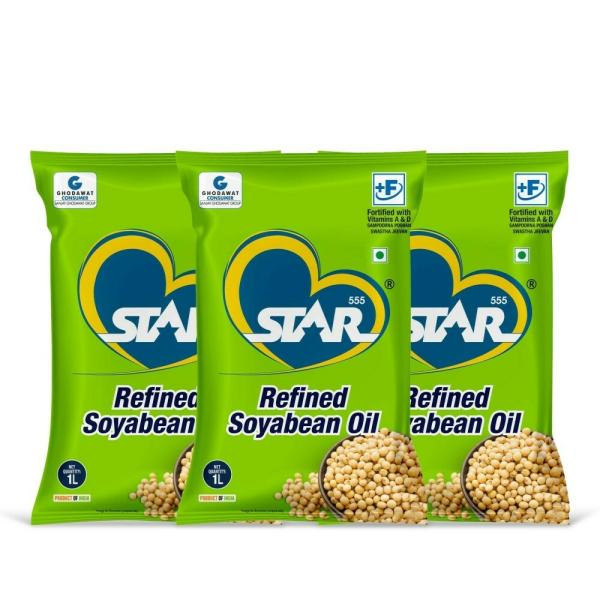 Star555 Refined Soyabean Oil | Super Lite Advanced | Cooking Oil - 1 L Pouch ( Pack of 3 ) - JioMart