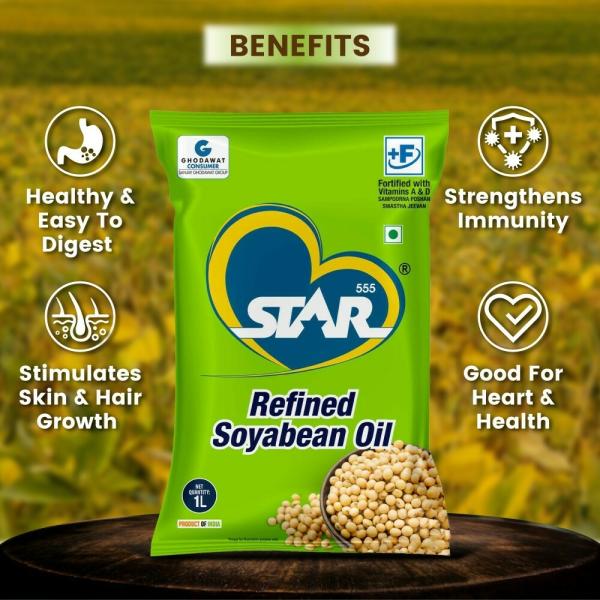 Star555 Refined Soyabean Oil | Super Lite Advanced | Cooking Oil - 1 L Pouch ( Pack of 3 ) - JioMart