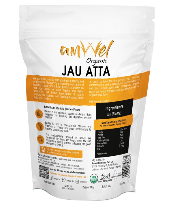 Amwel Organic Jau Atta | Pearl Millet Flour | 450g x 2pc | High Dietary ...