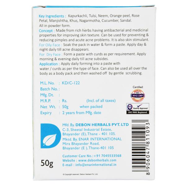 Debon Herbal Acne Face Pack 50 grams - JioMart