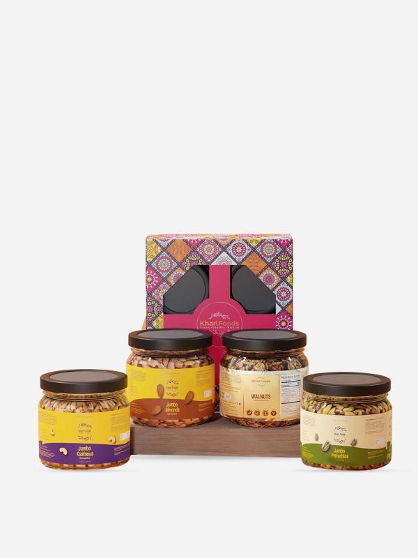 Khari Foods Dry Fruits Gift Pack 4 - Almonds, Cashews, Pistachios ...