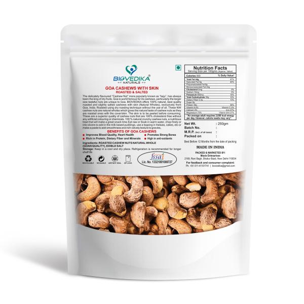 BIOVEDIKA Goa Cashew Nuts Roasted & Salted 250 gm | Truly Goan Kaju ...