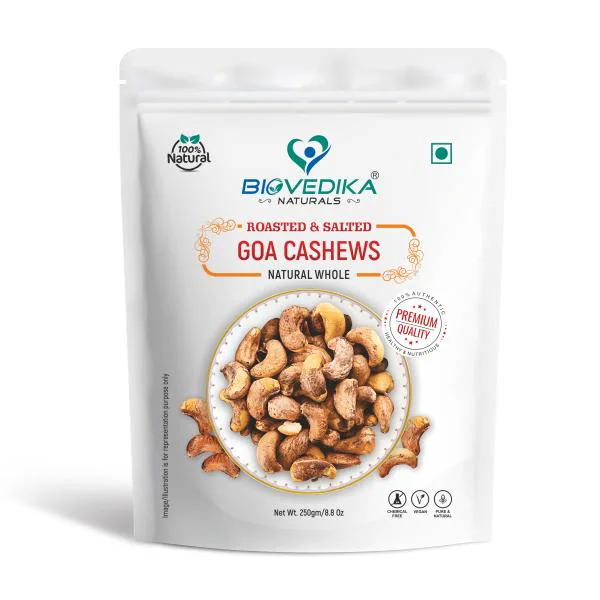 BIOVEDIKA Goa Cashew Nuts Roasted & Salted 250 gm | Truly Goan Kaju ...