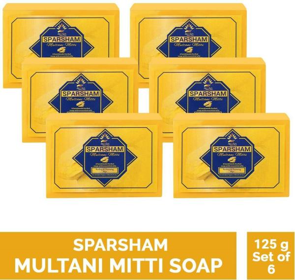 Sparsham HANDMADE MULTANI MITTI TURMERIC SOAP WITH ESSENTIAL OIL FOR ...