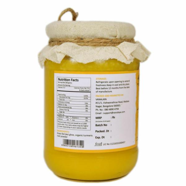 Vanalaya Turmeric Infused Desi Cow Ghee Mixed with Turmeric Extract for ...