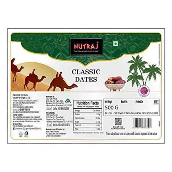 Nutraj Premium Classic Dates 500 gm Tray | premium Dates | Khajoor ...