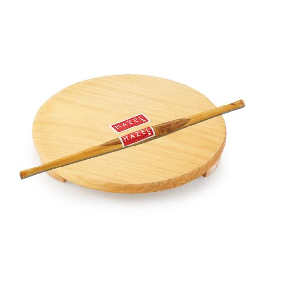 HAZEL Wood Polpat Chakla Roti Chapati Maker 24 cm With Wood Roti Roller ...