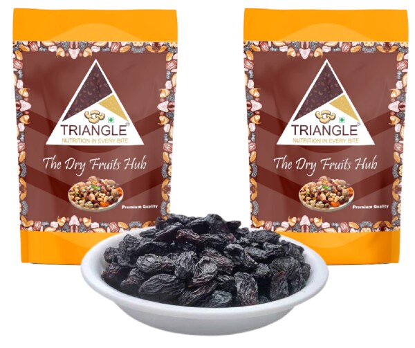 Triangle Premium Seedless Black Raisins 1 kg Pack| Kali Kishmish ...