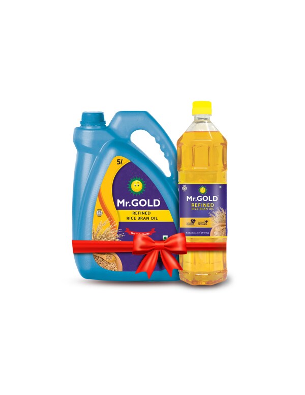Mr.Gold Refined Ricebran Oil 5L Can + 1L Pet Combo - Total 6L - JioMart