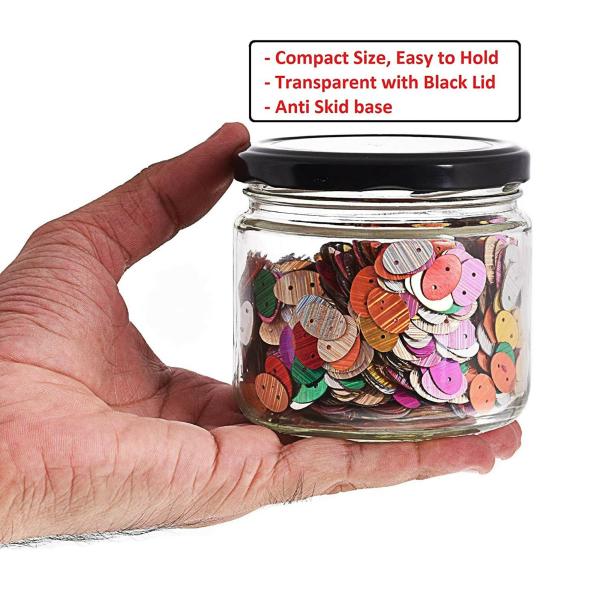 Machak Clear Glass Round Glass Jar (Pack Of 6) - JioMart